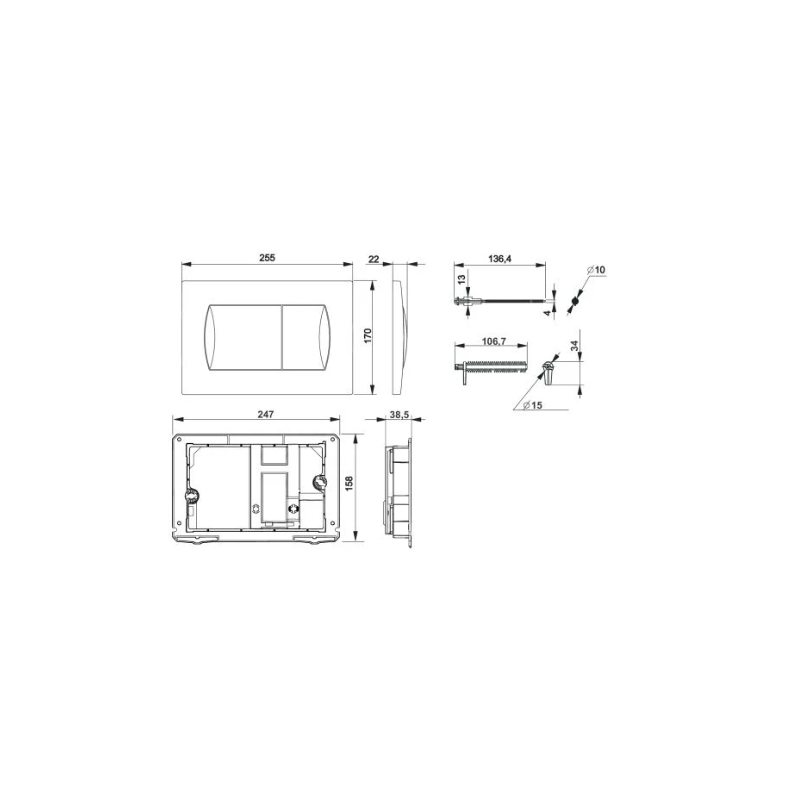 BASTIDOR ROCA ACTIVE PACK CISTERNA EMPOTRADA Y PULSADOR NEGRO MAT CON ...